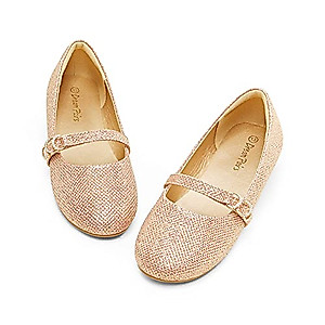 DREAM PAIRS Girls KFA220 Mary Jane Ballet Flat Dress Shoes Rose Gold Size 2 Little Kid