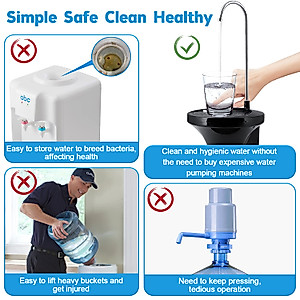 5 Gallon Water Dispenser Pump - Automatic Electric Water Jug Pump for 5 Gallon Bottle Loading, USB Charging Drinking Water Dispenser, Portable Mini Water Bottle Pump for Home Office Camping Travel