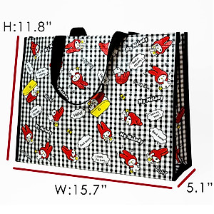 Sanrio Company, Ltd. My Melody Sanrio Cute Shopping Bag, Reusable Grocery Tote Bag with Handles, JAPAN EXCLUSIVE - 11.8 in(H) x 15.8 in(L) x 5.5 in(W), White, Medium