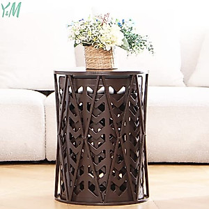 Y&M Set of 3 Round Heavy-Duty Side Table End Table, Coffee Table for Indoor Multifunctional Use, Outdoor Decorative Garden Stool Plant Stand-Pure Brown(Ship from US)