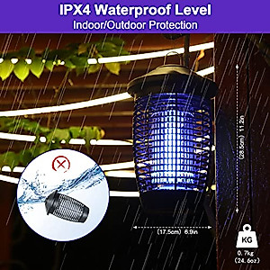 PALONE Electric Bug Zapper for Outdoor/Indoor, 4500V 20W Mosquito Zapper Indoor, Waterproof Mosquitos Killer Outdoor, Fly Zapper for Home Garden Back Yard Patio