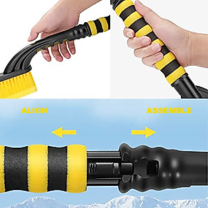 Okuleya Ice Scrapers for Car Windshield - Snow Brush and Detachable Ice Scraper with Ergonomic Foam Grip for Cars, Car Snow Scraper and Brush 2 in 1 Set, for Truck and SUV