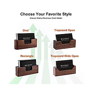 MaxGear Wood Business Cards Holder for Desk Business Card Display Holder Desktop Stand for Office, Tabletop - Rectangle