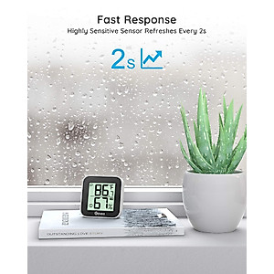 Govee Temperature Humidity Monitor 2-Pack, Indoor Room Thermometer Hygrometer with App Alert, Mini Bluetooth Digital Thermometer Humidity Sensor with Data Storage for Home Greenhouse Cellar