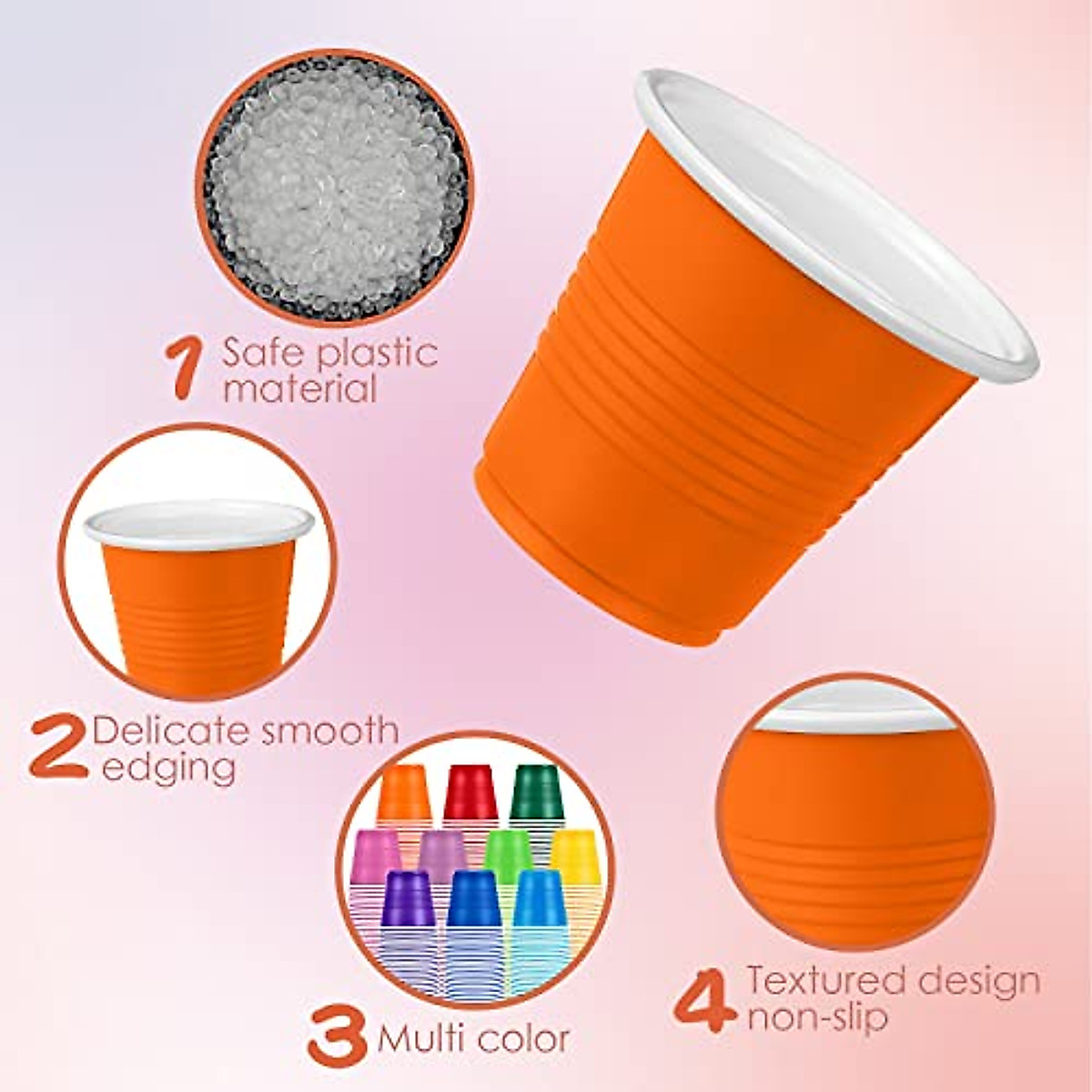 1000 Pack 3.4 Oz/100 ml Plastic Party Kids Cups Bulk Colored Mini Plastic Shot Glasses Disposable Bathroom Cup Small Drinking Cups Tasting Cups for Graduation Bridal Party Baby Shower, 10 Colors
