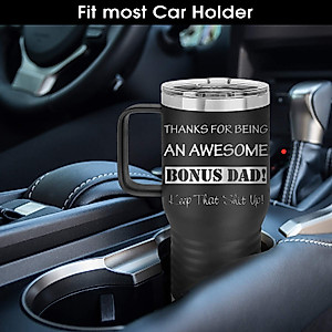 iProductsUS Personalized Tumbler with handle, Splash-Proof Lid, Engrave Your Name Customized Cup, Stainless Steel Insulated Coffee Mug, Father's Day Gifts for Dad (Black, 20oz)