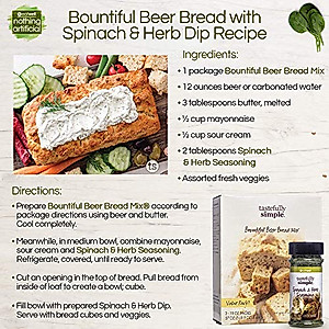Tastefully Simple Bountiful Beer Bread Mix - Incredibly Easy to Make Artisan Bread, Just Add Beer or Soda! - No Bread Machine Needed - Nothing Artificial - 3 x 19 oz