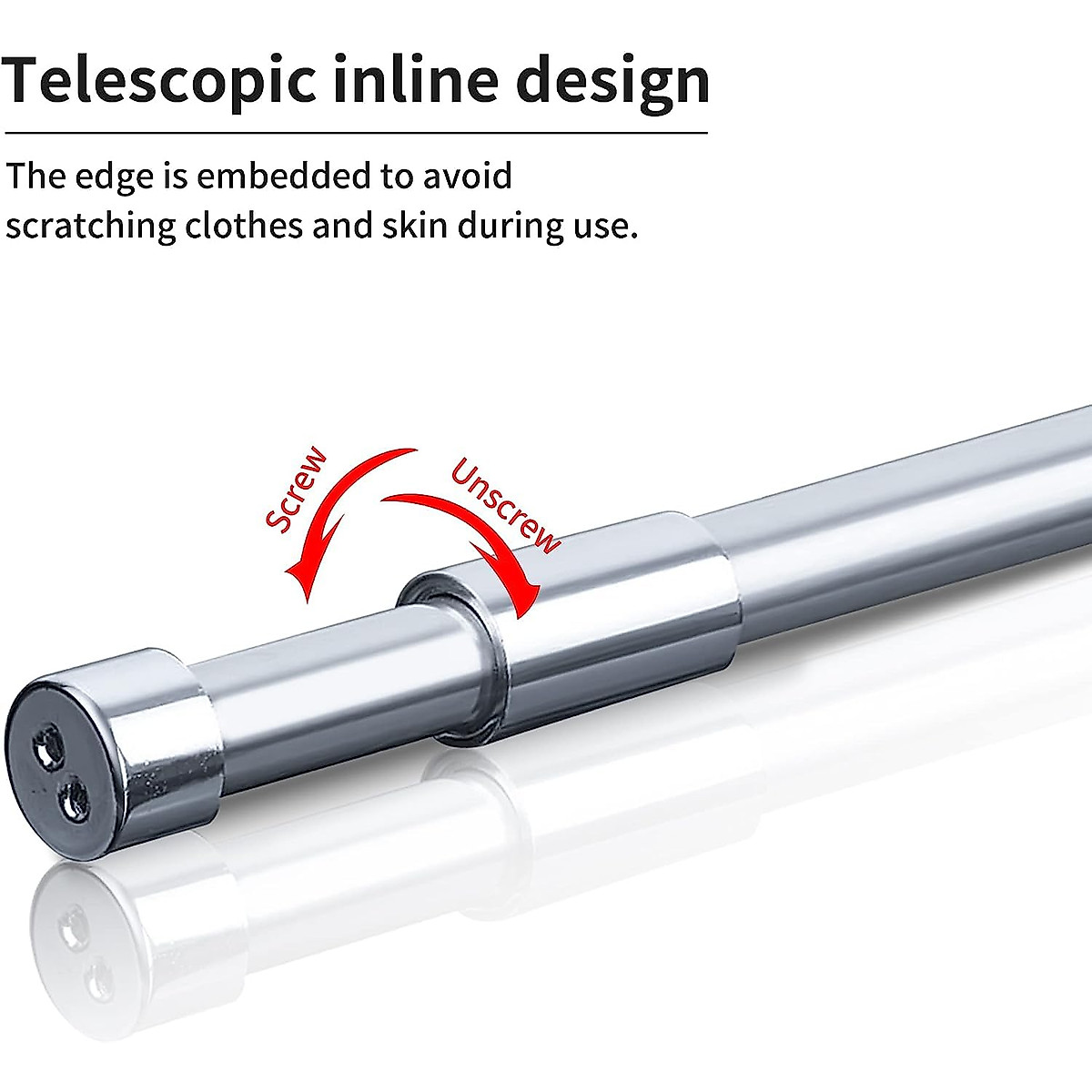 2PCS Small Closet Poles for Hanging Clothes, 2 Pack Stainless Steel Closet Pole, Adjustable Closet Hanging Rod for Wardrobes 15.7-25.6inch (15.7-25.6inch)