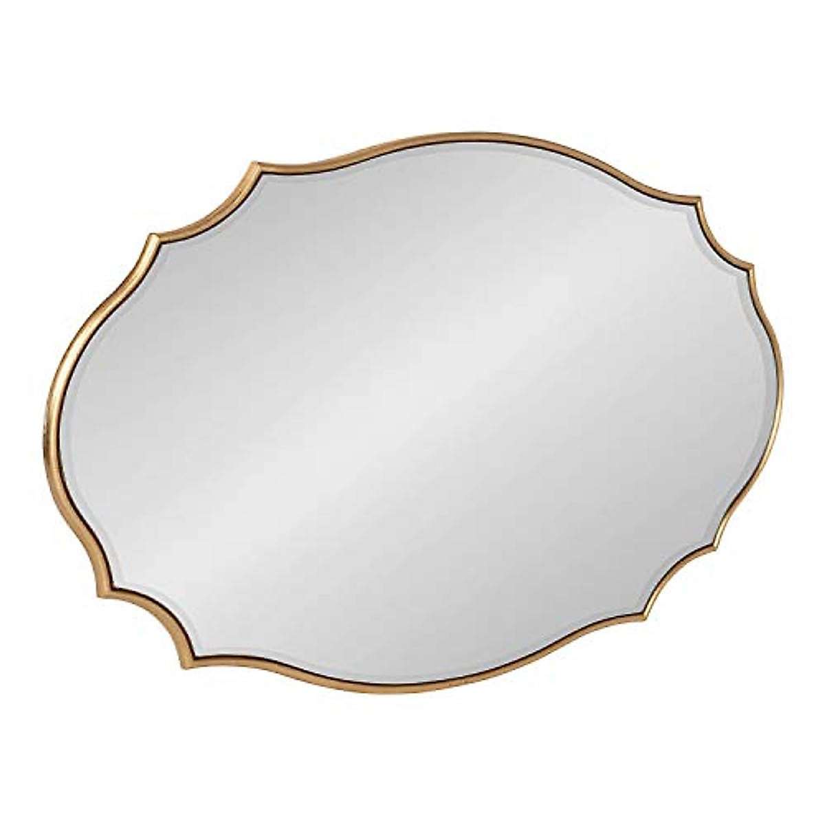 Kate and Laurel Leanna Scalloped Oval Wall Mirror, 24" x 36", Gold Leaf, Chic Modern Glam Wall Accent
