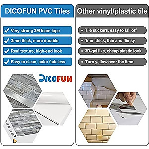 DICOFUN 10-Sheet Peel and Stick Backsplash Wall Tile, PVC Kitchen Backsplash Peel and Stick in Distressed Wood, 9.4 sq.ft