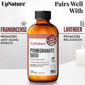 UpNature Pomegranate Seed Oil - 2oz - 100% Pure & Natural - Skin Oil, Facial Oil, Face Moisturizer, Hair Oil, Hair Growth Serum & Cuticle Oil- Carrier Oils for Essential Oils- Therapeutic Grade
