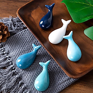 WAIT FLY Ceramic Chopsticks Holder, Chopstick Fork Rack, Set of 5, Whale Shape