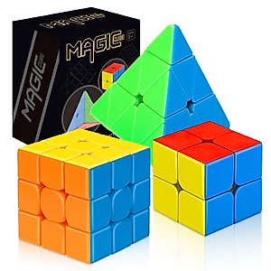 STEAM Life Speed Cube Set 3 Pack Magic Cube - Includes Speed Cubes 3x3, 2x2 Speed Cube, Pyramid Cube - Smoothly Puzzle Cube Collection for Kids Teens & Adults