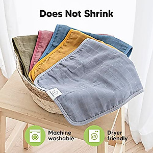 5-Pack Muslin Burp Cloths for Baby Boys, Girls - Organic Baby Burp Cloths, Burp Clothes for Baby Girl, Boy, Neutral Burp Cloths, Burping Cloths for Babies, Burp Rags, Bamboo Cotton Burp Cloth (Corals)