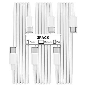 USB C to USB C Charging Cable,3Pack 6ft 60W Type C to Type C Fast Charger Cord for iPhone15/Pro/Max/mini/Plus/iPad Pro, iPad Mini,iPad Max,Air5, MacBook Air,Samsung