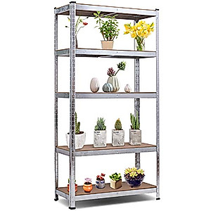 GOFLAME 5-Tier Storage Shelving Rack, Height Adjustable Shelves Heavy Duty with Steel Frame, Display Rack for Books, Clothes 36"x 16"x 72”, Silver