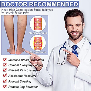 Bluemaple Thigh High Compression Socks for Women and Men Circulation(3 Pairs) Over the Knee-Best Support for Running,Travel (Large-X-Large, Assorted)