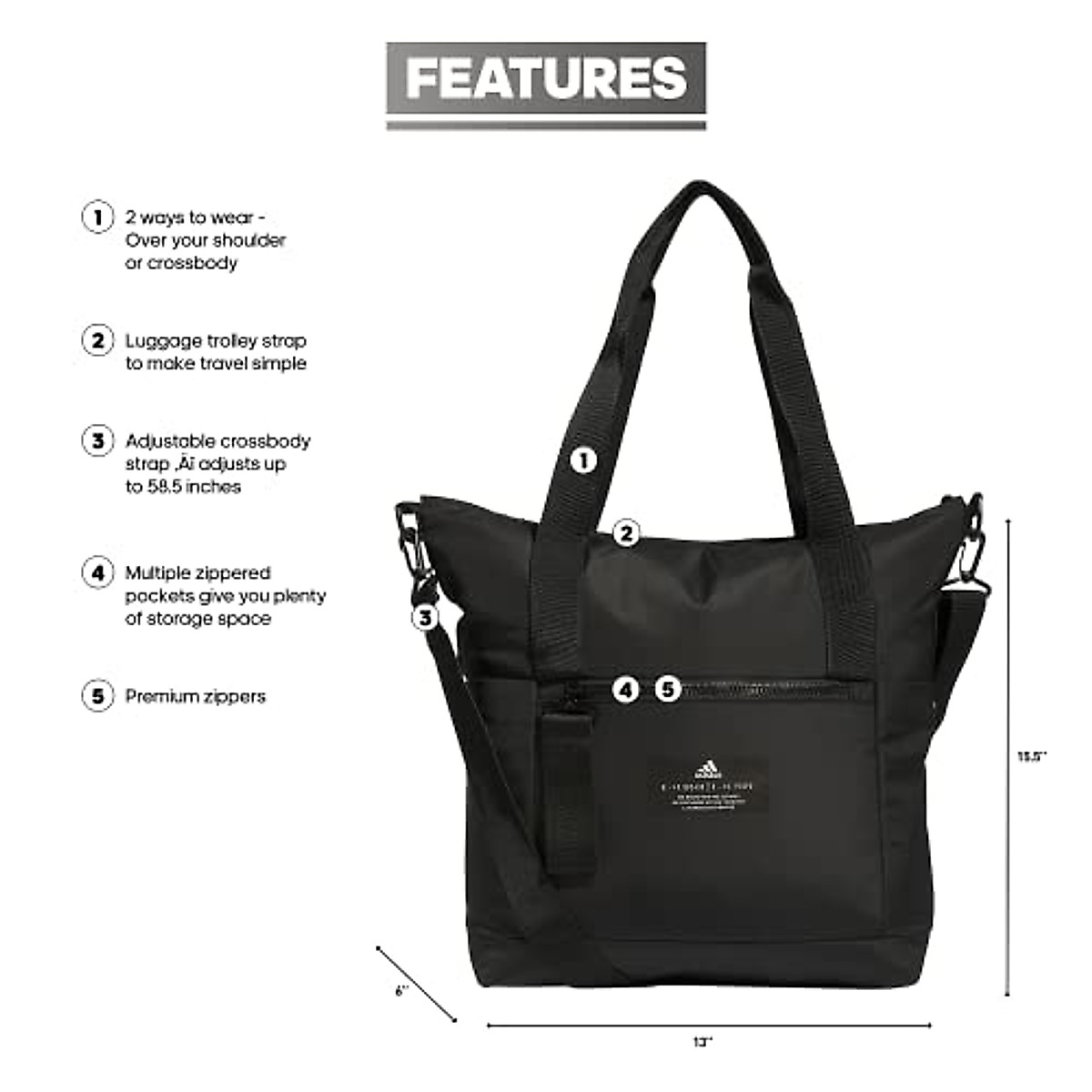 adidas All Me Tote Bag, Black/Black, One Size