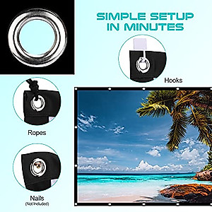 Projection Screen 120 inch, Washable Projector Screen 16:9 Foldable Anti-Crease Portable Projector Movies Screen for Home Theater Outdoor Indoor Support Double Sided Projection