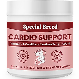 Special Breed Cardio Support for Dogs - Heart Health Support with Taurine, CoQ10, Organic Hawthorne Berry, Powder Supplement, 120 Scoops, 3.14 oz