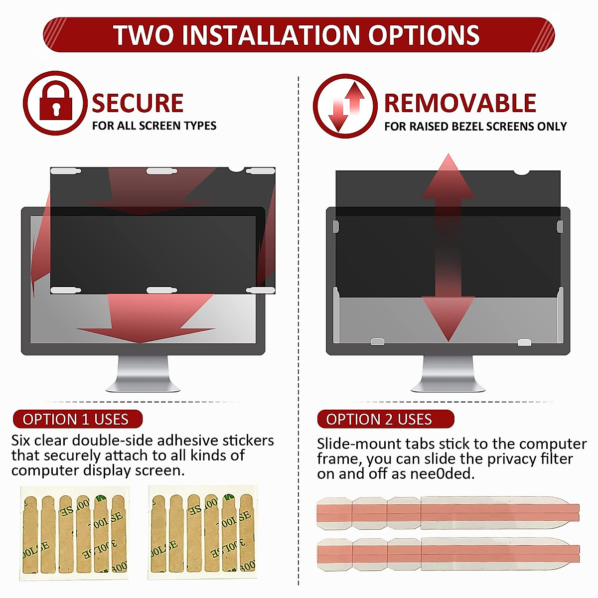 Skylarking 24 inches Computer Privacy Screen Filter, Anti-Spy Anti-Glare Screen Protector Film Compatible 24" Widescreen Computer Monitor with Aspect Ratio 16:9 (WxH:531mm x 298mm)