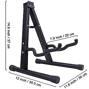 GLEAM Guitar Stand - Electric, Acoustic Guitars and Bass, Banjo Stand, A-Frame Metal Folding Guitar Stand with Non-Slip Rubber and Foam Arms Black