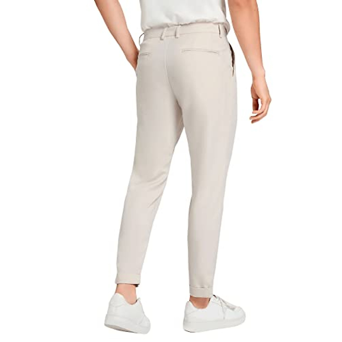 SweatyRocks Men's Zip Fly Pleated Tailored Pants Work Office Business Trousers with Pockets Apricot L