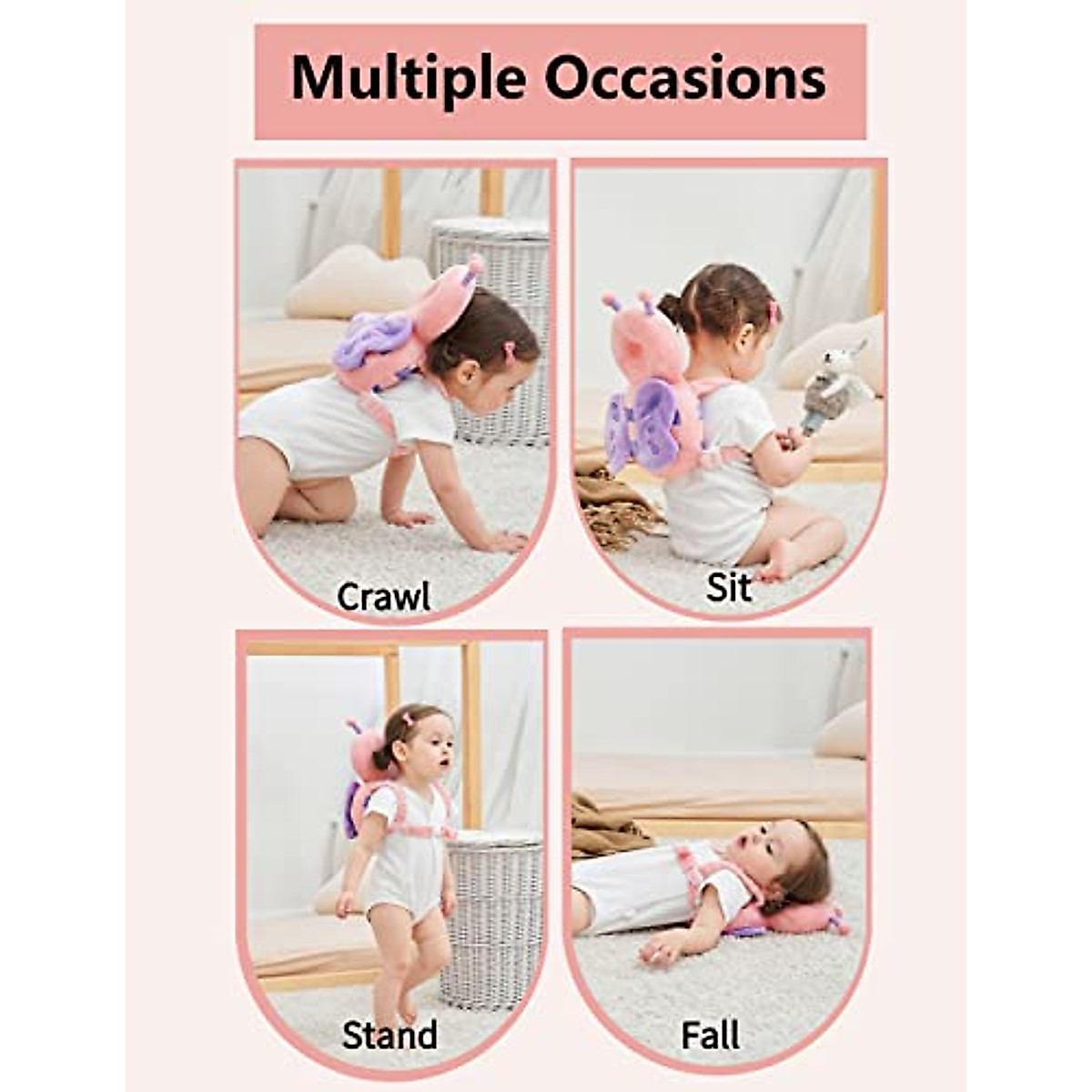 Toddler Baby Head Protection Cushion Backpack Wear,Brown Tiger