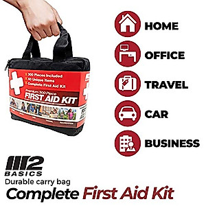 Professional 300 Piece (40 Unique Items) First Aid Kit | Emergency Medical Kits | Home, Business, Camping, Car, Office, Travel, Vehicle, Kids, Boat, Survival, Supplies
