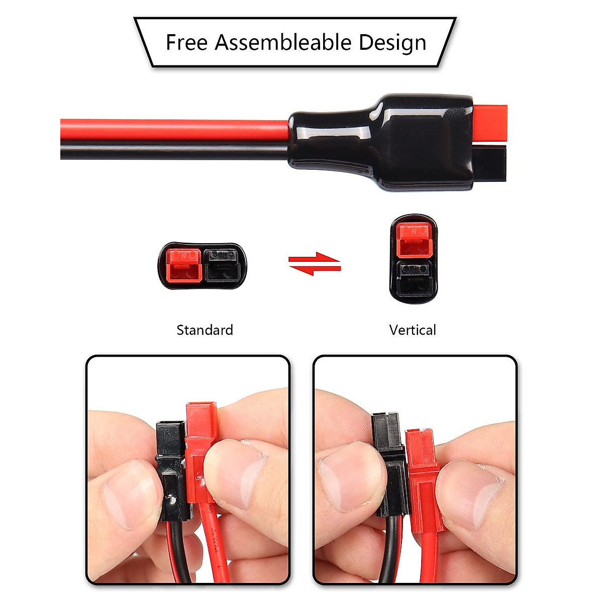 CERRXIAN 3.2FT 12AWG XT90 Female to Solar Panel Connector 30A Power Pole Port Extension Cable for Electric Bike, Solar Panel to Portable Generator(XT90-F)