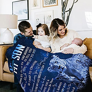 Hcoviv Son Gifts Blanket 60"X 50" - to My Son - Son Gifts from Mom/Dad - Funny Gifts for Son Blanket - Best Birthday Gift Ideas for Son - Gifts for Grown Son - Son Gift from Mother or Father Blankets