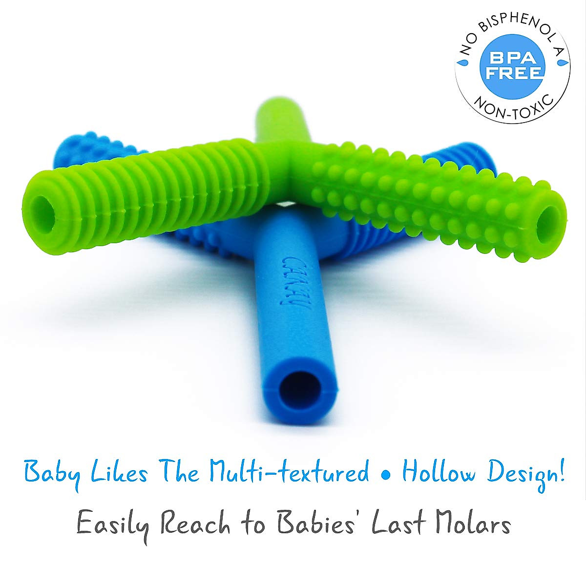 Hollow Teething Tubes – Y Baby Teethers – Teething Toys for Babies 0+ Months - BPA Free/Freezer Safe/Dishwasher Safe