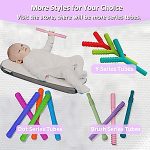 Teether Tubes for Babies 6 12 18 Months, 4 Pack Hollow Straw Toddler Teether Toys for molars, Silicone Chew Tube for Sensory Kids with Chewing or Other Special Needs, BPA Free Dishwasher Freezer Safe