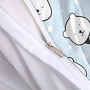 Quilt Cover Twin Size Cartoon Animals 3D Bedding Sets Polar Bear Duvet Cover Breathable Hypoallergenic Stain Wrinkle Resistant Microfiber with Zipper Closure,beding Set with 2 Pillowcase