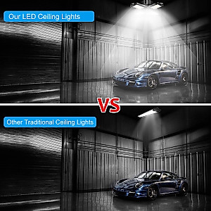 Wohome Garage Light, 150W 15000LM LED Garage Light,E26/E27 Garage Ceiling Lighting with 4 Adjustable Panels,6500K Daylight LED for Shop, Barn,Warehouse, Basement