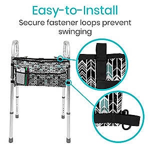 Vive Walker Bag - Accessories Wheelchair Basket Pouch (Water Resistant) - Seniors Caddy Accessory Attachment for Folding, Rolling Walkers - Carry Storage Carrier Tote - Lightweight, Universal Size