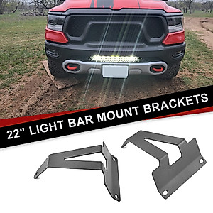 WSays 22" Front Hidden Lower Bumper Light Bar Mounting Brackets Compatible with Dodge RAM 1500 2WD/4WD 2019-2024