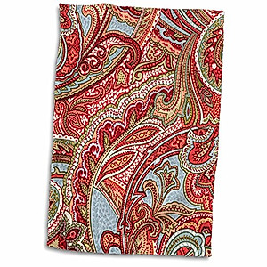 3D Rose Retro Red n Blue Paisley Pattern TWL_60709_1 Towel, 15" x 22"
