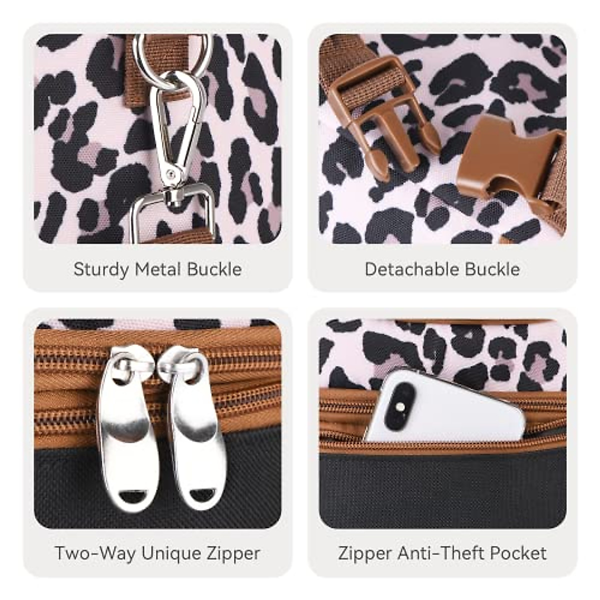 Momcozy Insulated Baby Bottle Bag, Multi-Function Breastmilk Cooler Bag, Fit as Wine Carrier or for Milk Bottles Like Dr. Brown, Comotomo, Philips, Nuk, Lansinoh, Leopard Print