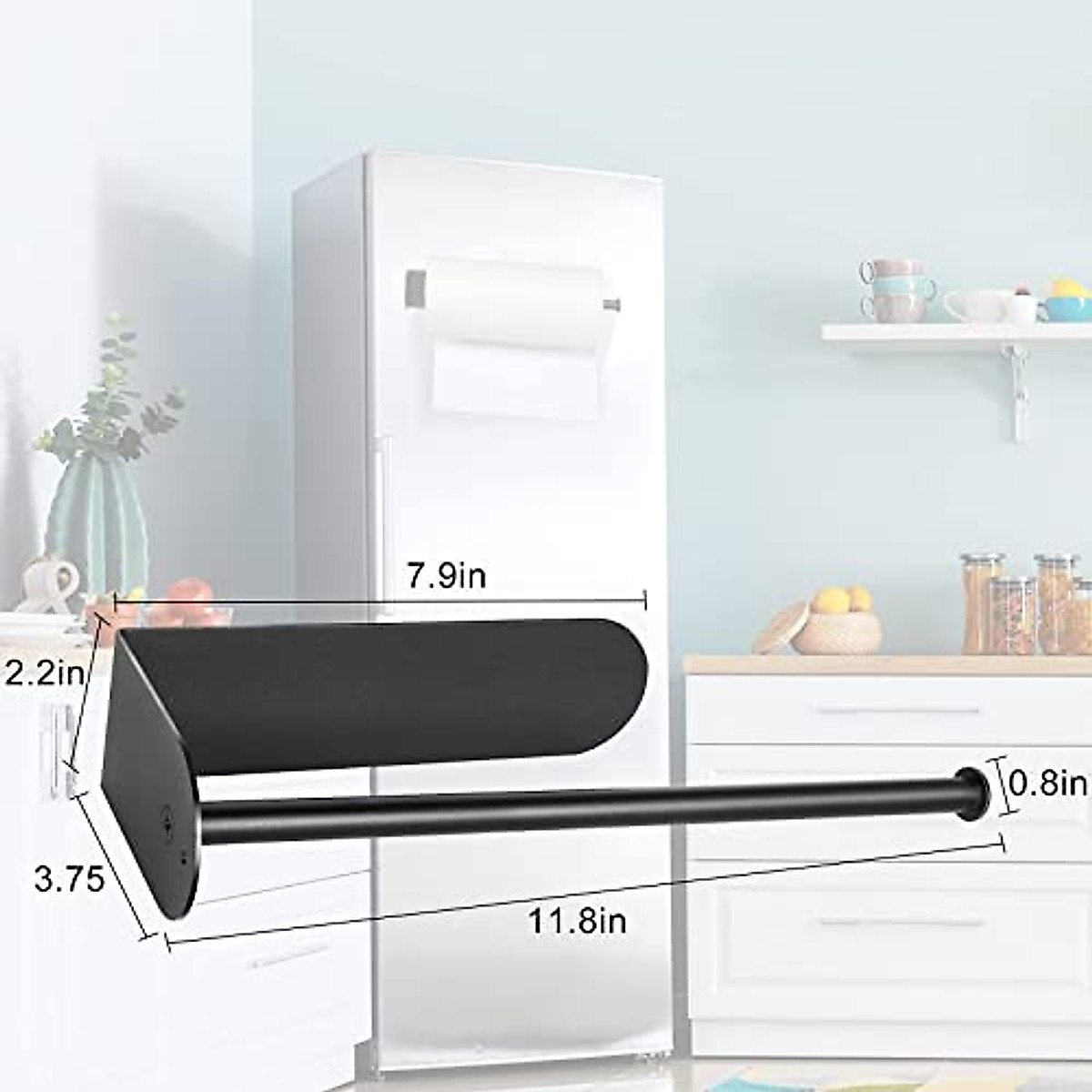 Kitchen Magnetic Stainless Steel Paper Towel Holder for Refrigerator, Grill, Toolbox (Magnetic-30cm-Black-B)