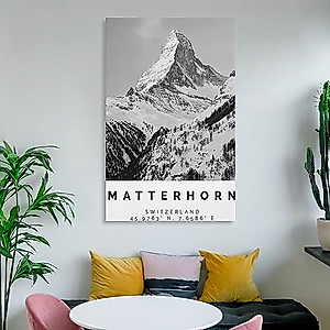 Matterhorn Poster Black And White Photo, Matterhorn Wall Art, Matterhorn Travel Poster, Matterhorn P Canvas Art Poster And Wall Art Picture Print Modern Family Bedroom Decor Posters 16x24inch(40x60cm)