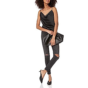 The Drop Women's Christy Cowl Neck Cami Silky Stretch Top Shirt, -Black, M