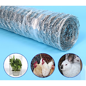 UWIOFF Chicken Wire Net for Craft Projects, Galvanized Hexagonal Chicken Wire Fence Netting with Fine Mesh, Floral Chicken Wire, Home and Garden Use with Bonus Gifts - 13.7'' W x 39.3'' L
