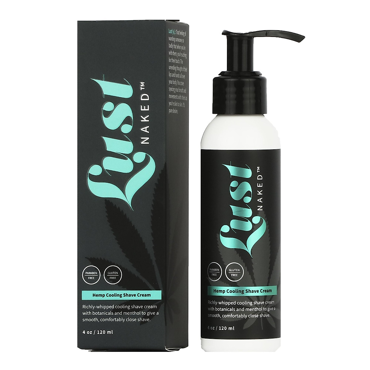 Lust Naked - Hemp Cooling Shave Cream, Menthol Shave Lotion, Shaving Cream Gel, 4.0 oz.