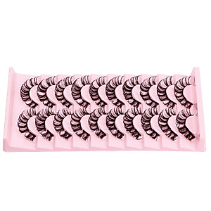 DSLONG 10 Pairs Cluster Lashes D Curl Russian Strip Lashes Fluffy False Eyelashes Individual Natural Wispy Lashes DIY Eyelashes Extension At Home (D01)