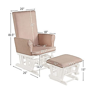 Rocking Chair Solid Premium Comfort Practical Wood Construction, Incredibly Smooth Quiet Gliding Baby Nursery Relax Chair Glider Ottoman Set with Cushion