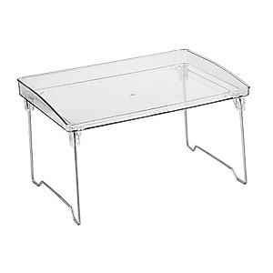 Estink Stackable Clear Organizer, Plastic Transparent Stackable Countertop Shelves Tabletop Storage Rack for Makeup Kitchen Utensils Cosmetics Stationery Bathroom Supplies Organization