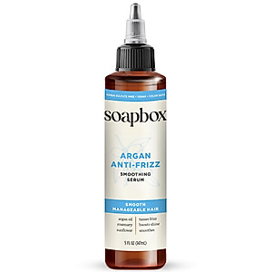 Soapbox Argan Oil Smoothing Serum, Anti-Frizz Serum For All Hair Types with Shea Butter & Vitamin E Repairs Damage & Controls Flyaways - Vegan, Cruelty and Gluten Free (5 Fl oz)