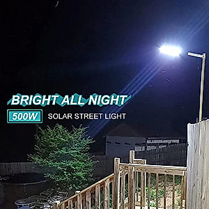 CONHOO 500W Solar Street Light Outdoor,360 LED Dusk to Dawn Outdoor Lighting,IP65 Waterproof LED Street Light Solar Powered, Patented MPPT Fast Charging, Keep Lighting Even 3-5 Rainy Days