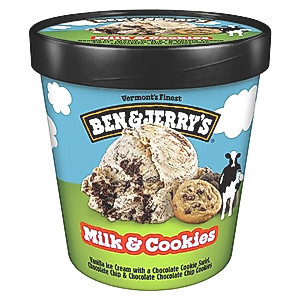 Ben & Jerry's Milk & Cookies Vanilla Ice Cream Pint Non-GMO 16 oz